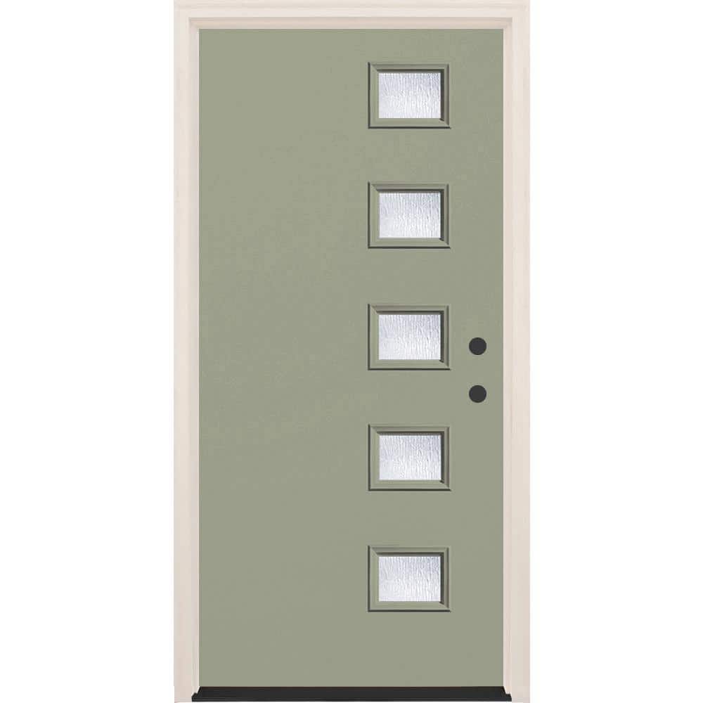 Builders Choice 36 in. x 80 in. Left-Hand/Inswing 5-Lite Rain Glass ...