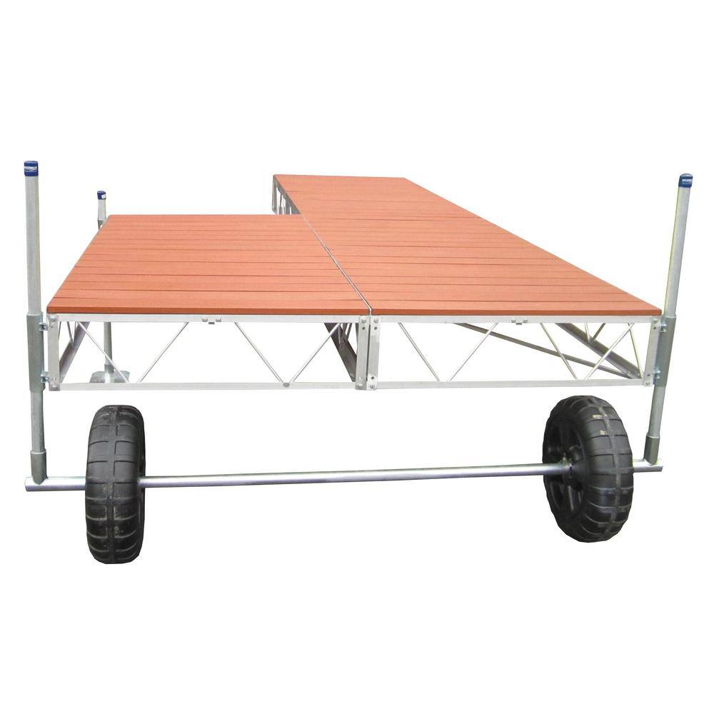 Patriot Docks 40 ft. Patio Roll-In Dock with Brown Aluminum Decking ...