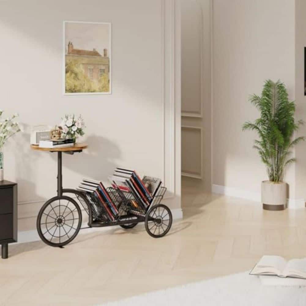 Bike Style Rustic 35. 58 in. x 26. 18 in. Metal Freestanding Magazine ...