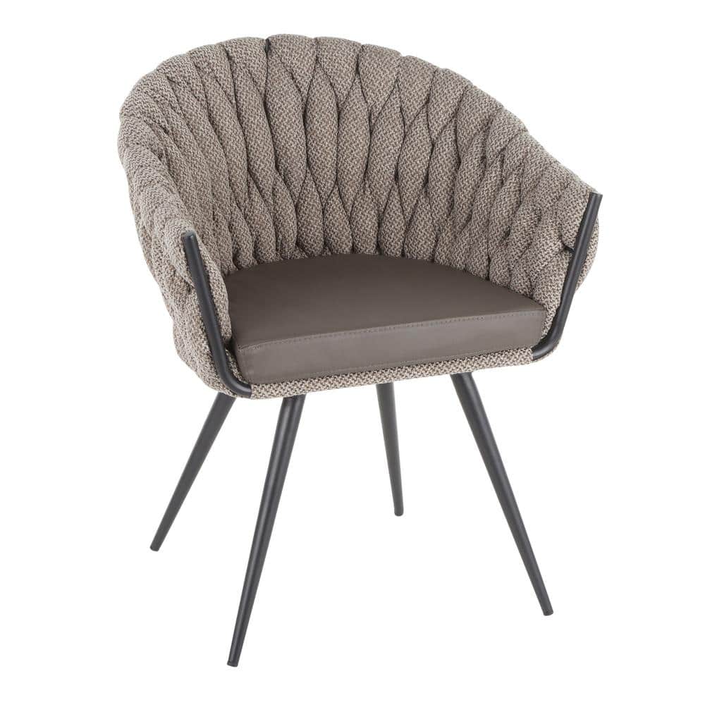 Lumisource Braided Matisse Grey Fabric and Grey Faux Leather Arm Chair ...