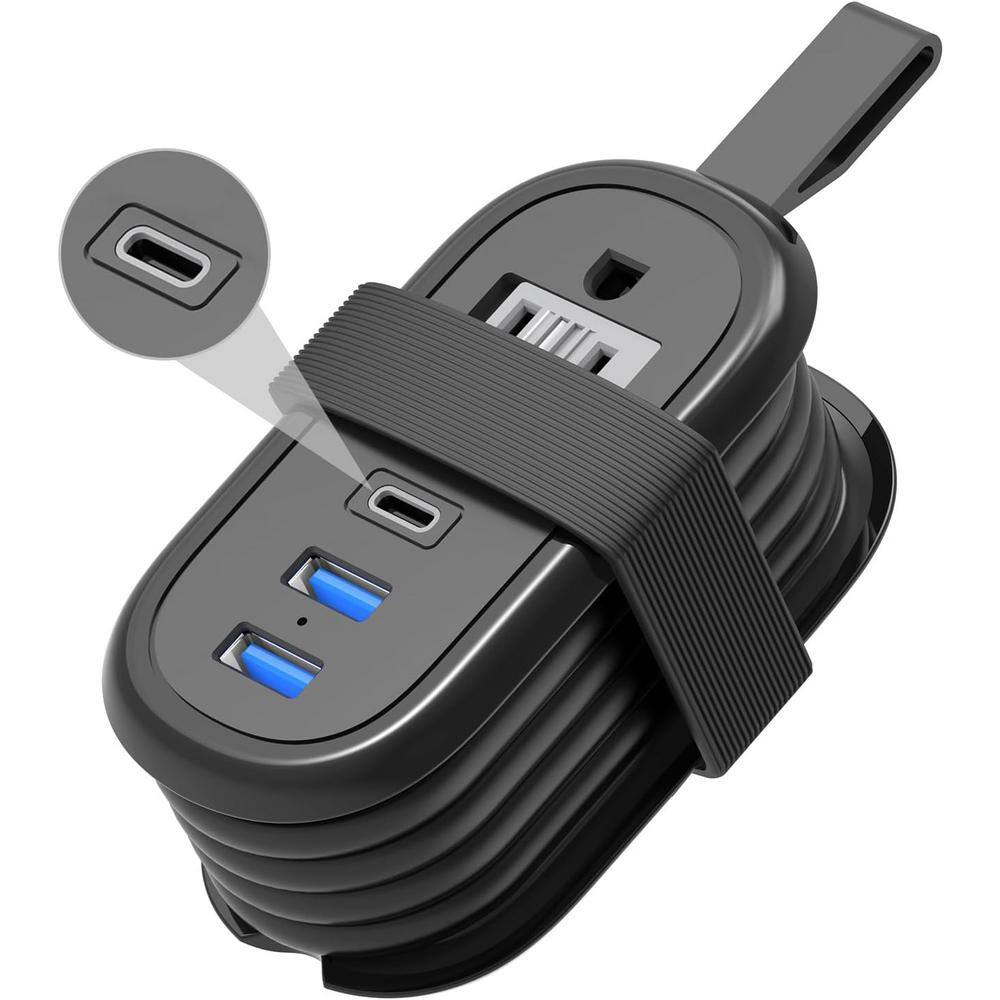 Etokfoks 4 ft. Travel Power Strip with USB Ports with 2 Outlets 3 USB ...