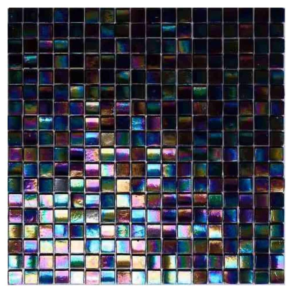 Apollo Tile Skosh 4" x 6" Glossy Dark Shimmer Multi Blue Glass Mosaic ...