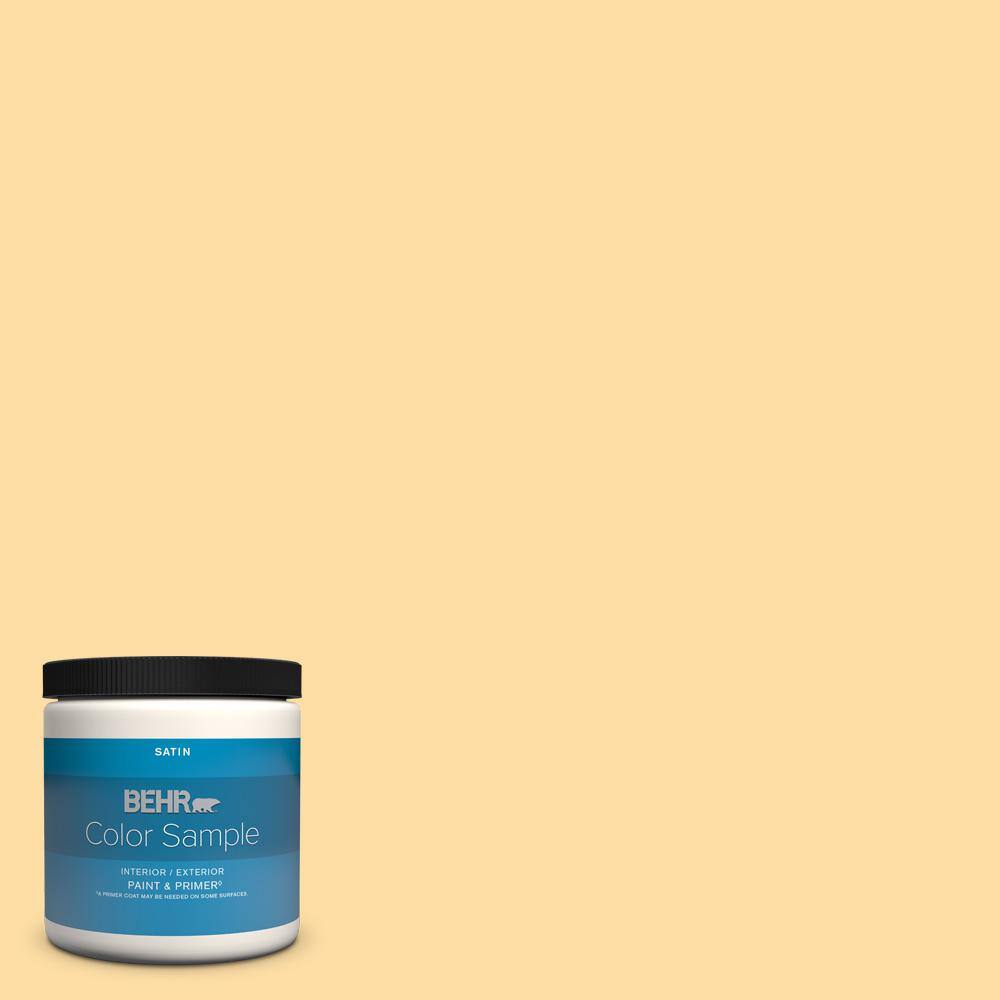 BEHR PREMIUM PLUS 8 oz. #300A-3 Melted Butter Satin Enamel Interior ...