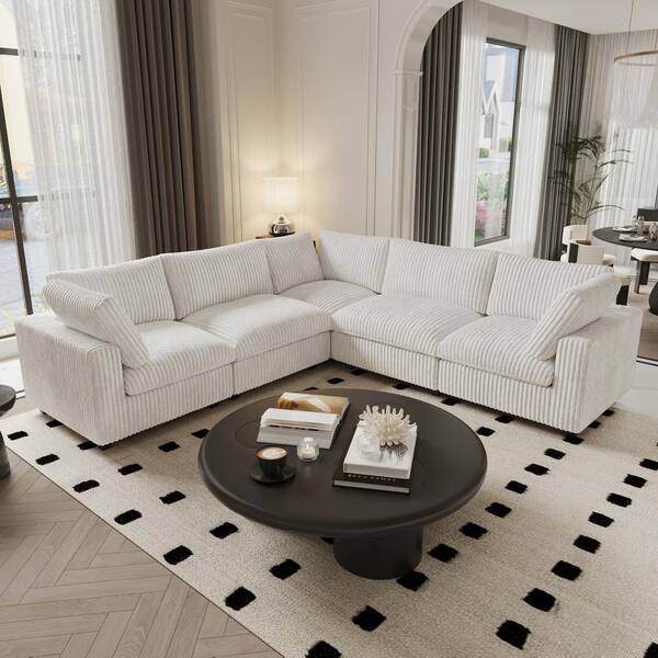 Magic Home 197 in. W Squre Arm Soft Faux Rabbit Fur Velvet Modular ...