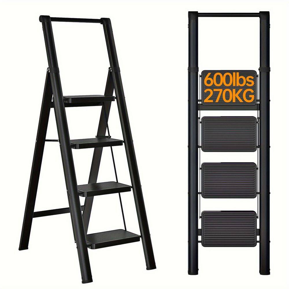 Jeedeson 5-Step Steel Folding Step Ladder, 5.28 ft. Reach, 600 lbs ...