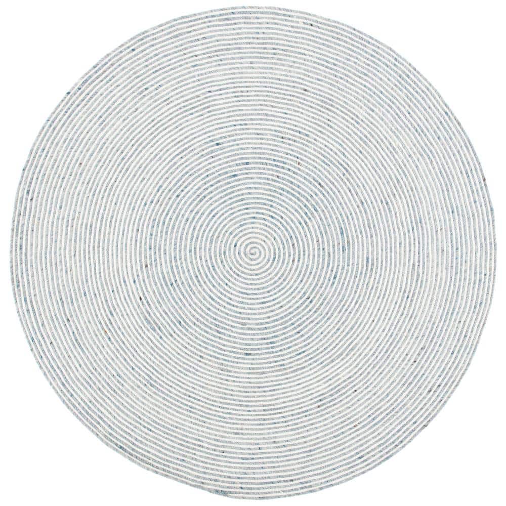 SAFAVIEH Braided Gray Ivory 5 ft. x 5 ft. Abstract Striped Round Area ...