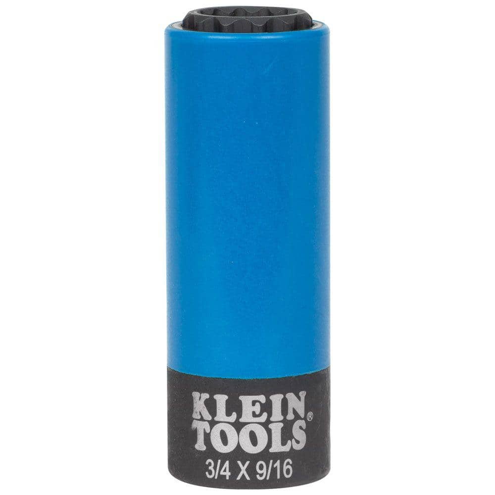 Klein Tools 1/2 in. drive 2-in-1 Coated Impact Socket, 3/4 in. and 9/16 ...