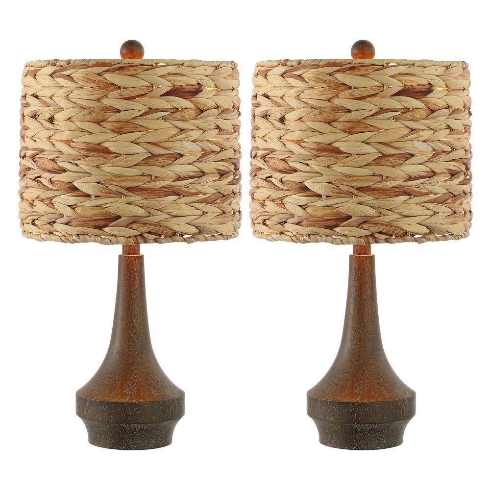 JONATHAN Y Theodore 21 in. Farmhouse Handwoven LED Table Lamp Set with ...