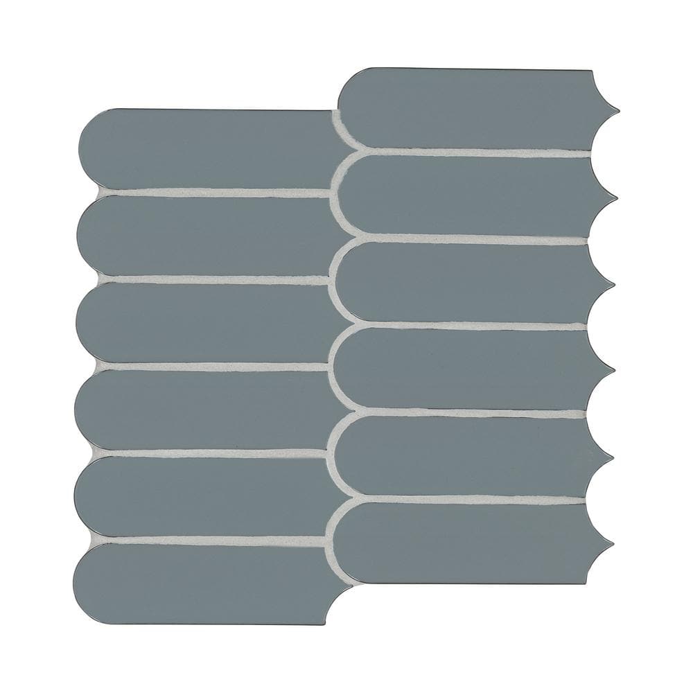 MSI Cielo Azul Scallop 12 in. x 12 in. Glossy Porcelain Mesh-Mounted ...