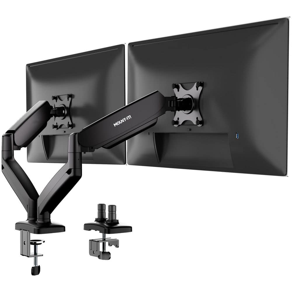mount-it! Dual Monitor Black Desk Mount with Gas Spring Arms for ...