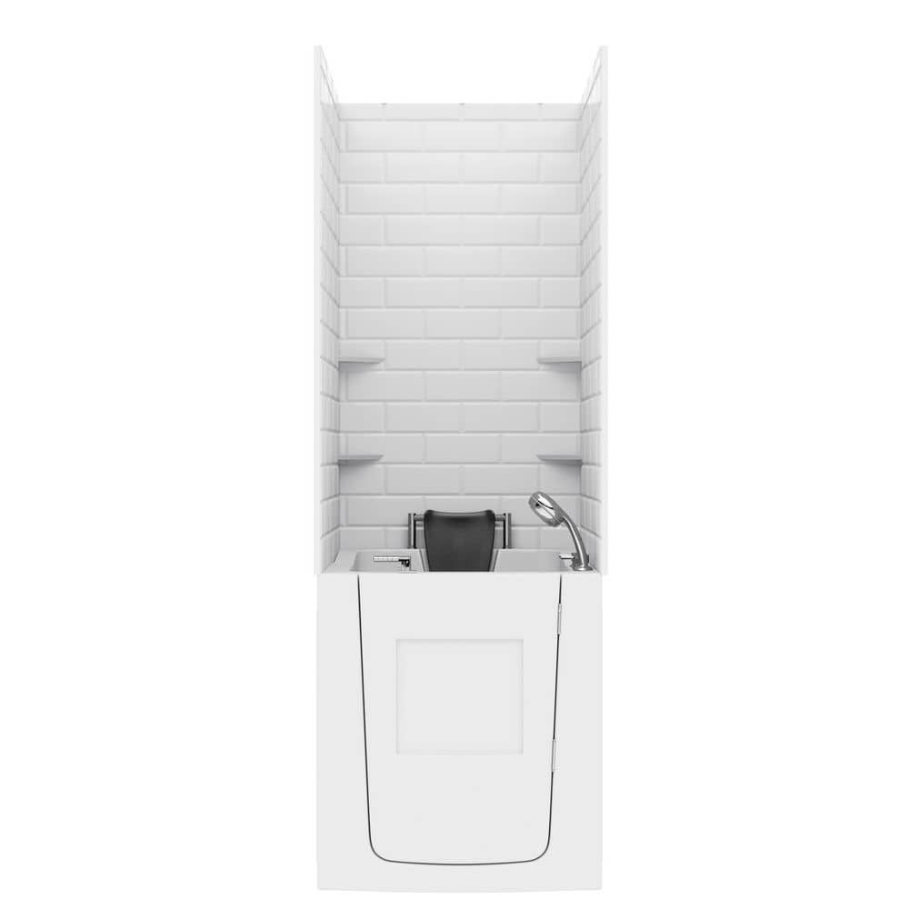 ANZZI Rampart Wall Series 32 in. x 37 in. Left Side Drain Soaking ...