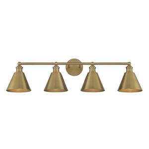 Savoy House 24 in. W x 9.5 in. H 3-Light Natural Brass Bathroom Vanity ...