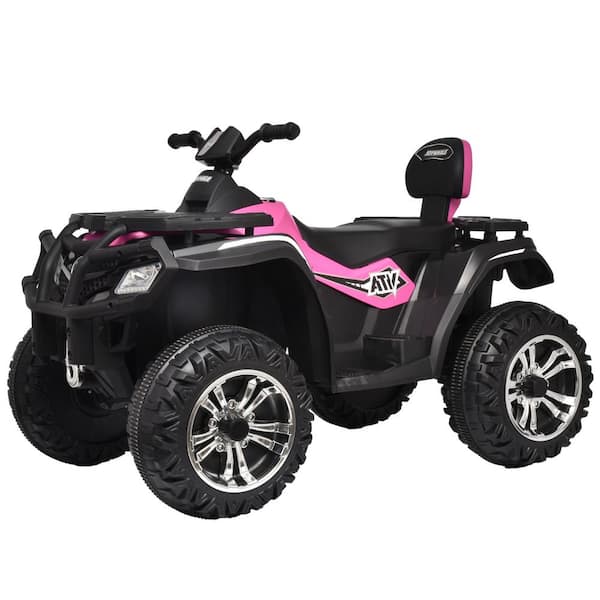 Siavonce Kids ATV 4 Wheeler 24V 4WD Electric ATV Ride On Toy for Big Kid w 2 Seater Pink XMJ P244643 The Home Depot