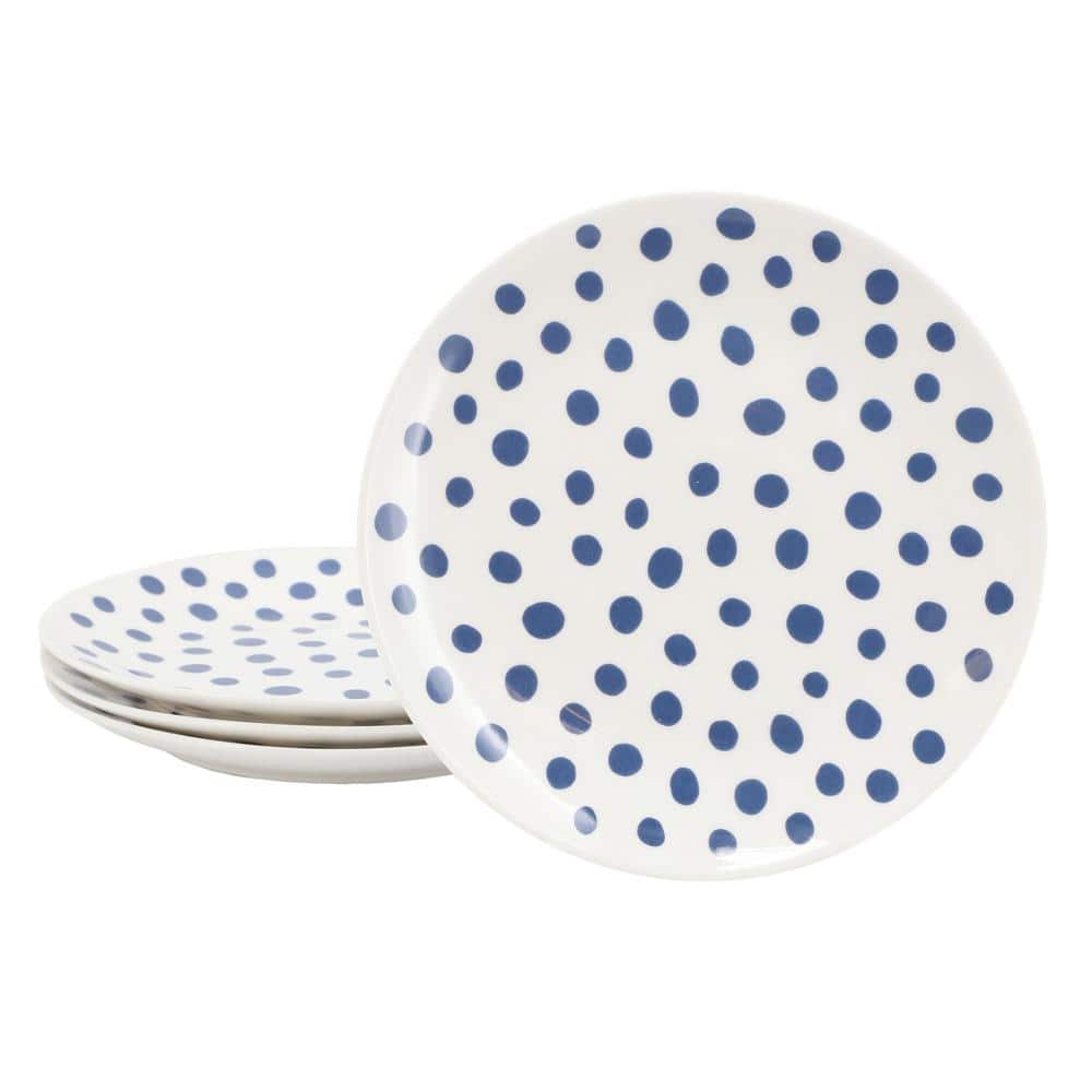 Gibson Gap Home 4-Piece 8 in. Fine Ceramic Dots Salad Plate Set in ...
