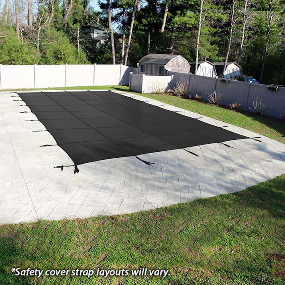 Pool Mate Mesh 16 ft. x 32 ft. Black In Ground Pool Safety Cover 1632NS ...