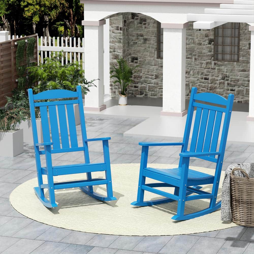 WESTIN OUTDOOR Kenly Pacific Blue Classic Plastic Outdoor Rocking Chair ...