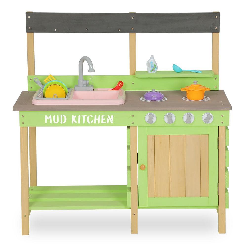 Miscool Any Wooden Kids Kitchen Playset, Indoor Outdoor Pretend Mud ...