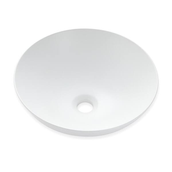 LUXIER Modern 16 in. Round Bathroom Ceramic Vessel Sink Art Basin in ...