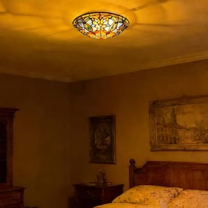 VINPLUS 12 in. Dome White Brushed 2-Light Flush Mount with Brown ...