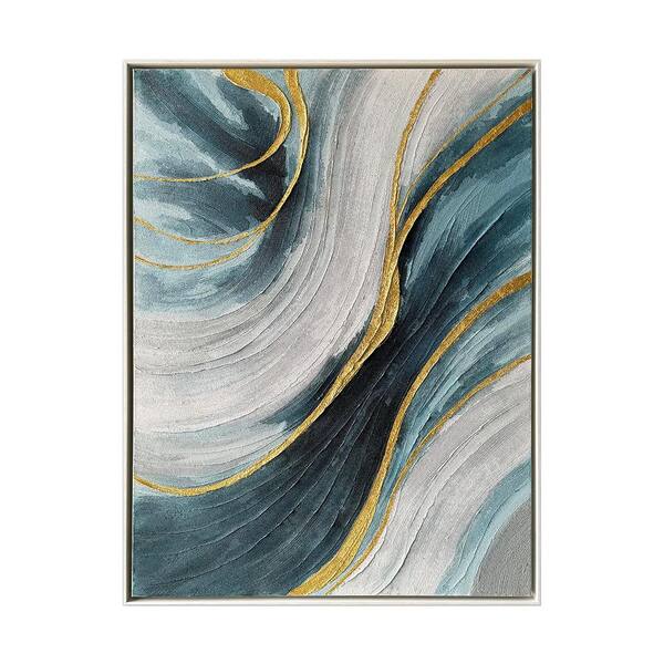 A&E "Tranquility" Framed Abstract Wall Art Print Hand Painted 48 in. x 36 in. Tranquility - The ...