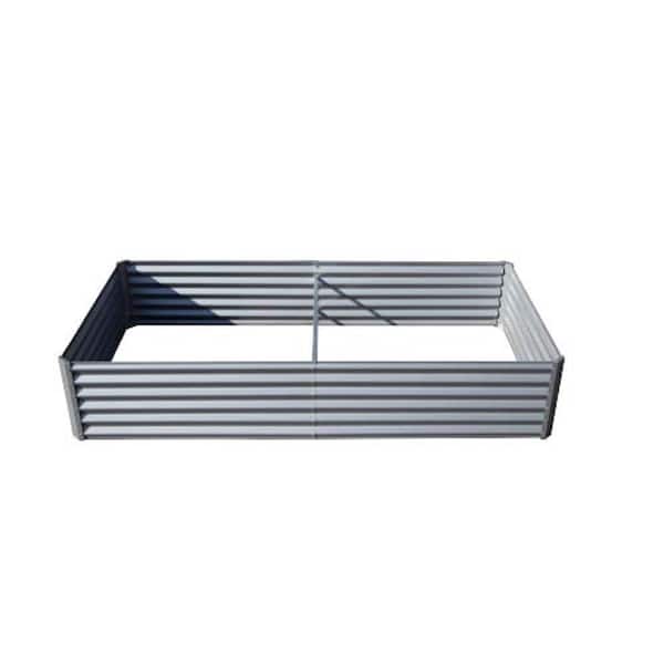 8 x 4 x 1 ft. Silver Galvanized Garden Large Metal Raised Bed for ...