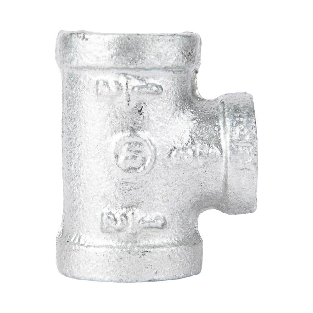 STZ 1/2 in. x 1/2 in. x 3/8 in. Iron Galvanized Reducing Tee PDG RT-121238 - The Home Depot