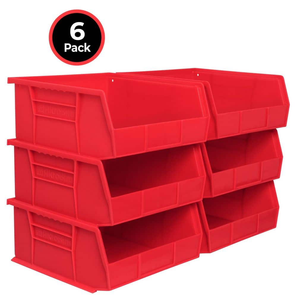 Akro-Mils Heavy-Duty Stackable and Hanging Plastic Storage Totes, 10.88 ...