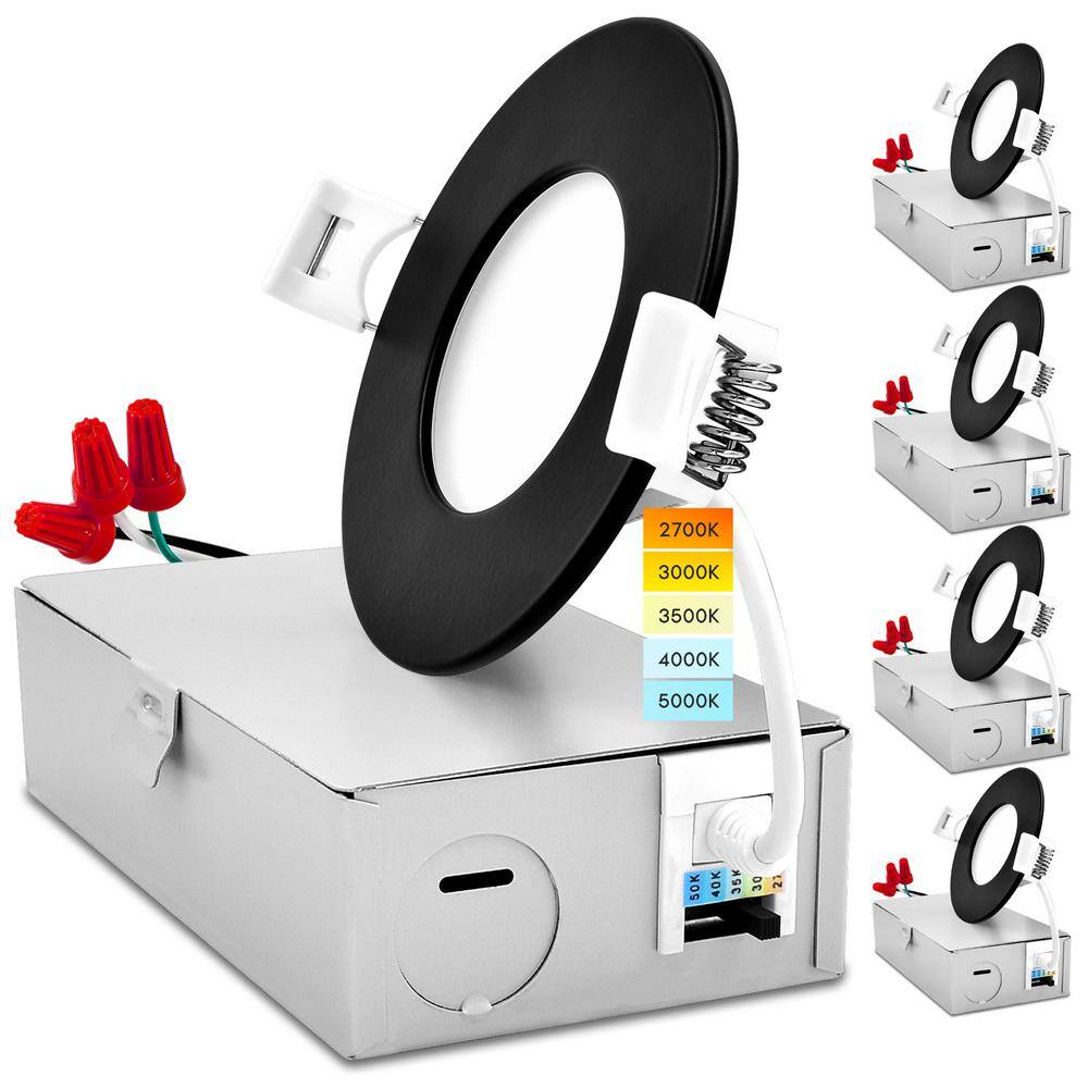 LUXRITE 3 in. Canless Ultra Thin J-Box 8-Watt CCT 2700K - 5000K Remodel ...