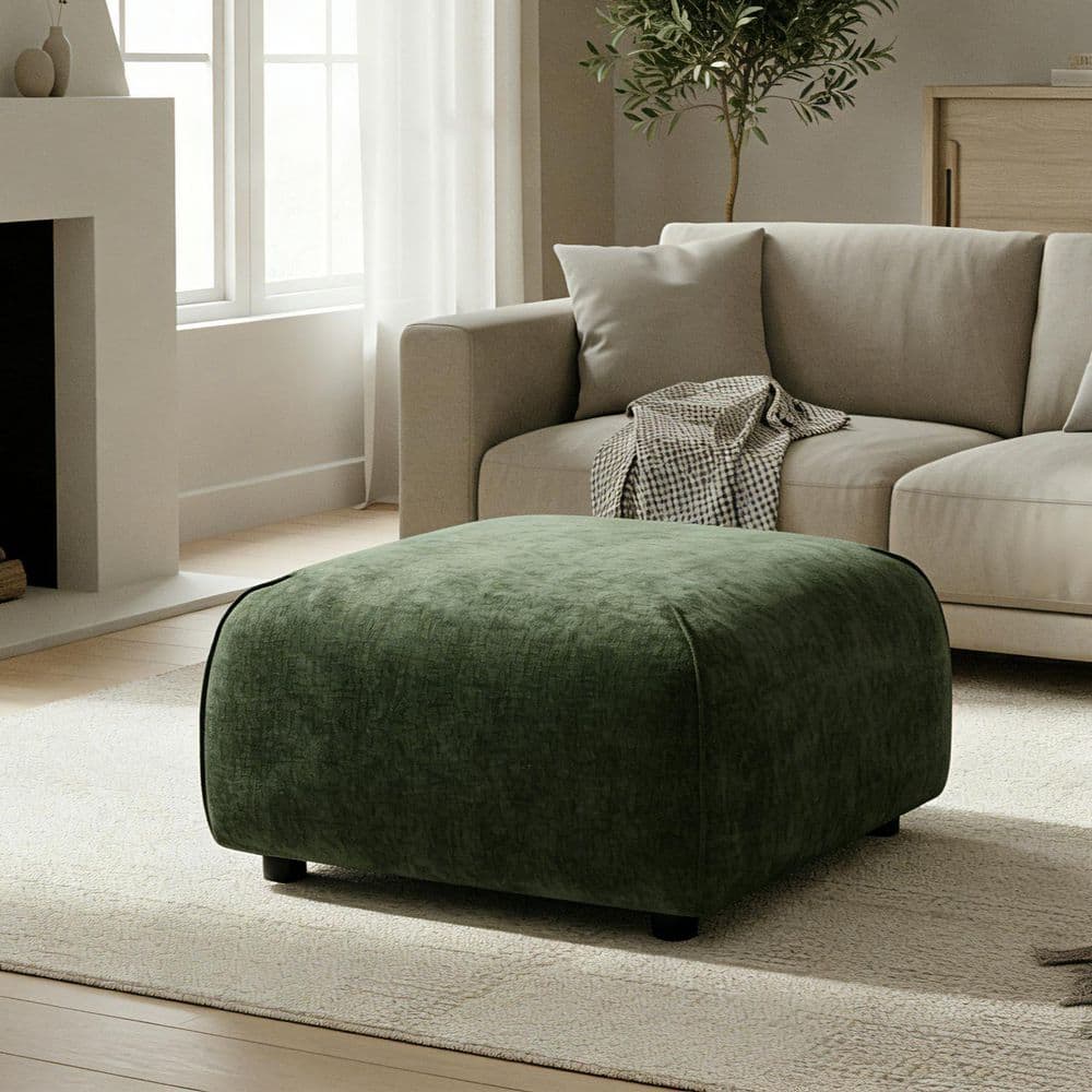 CHRISTOPHER KNIGHT HOME Lilah Green Polyester Upholstery Square Ottoman ...