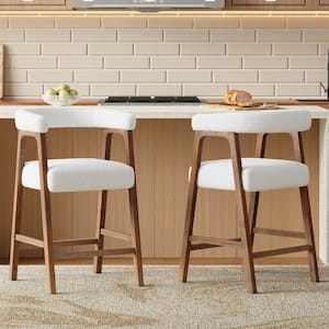 Harper & Bright Designs 37.5 in. H Natural Curved Back Rubber Wood Bar ...