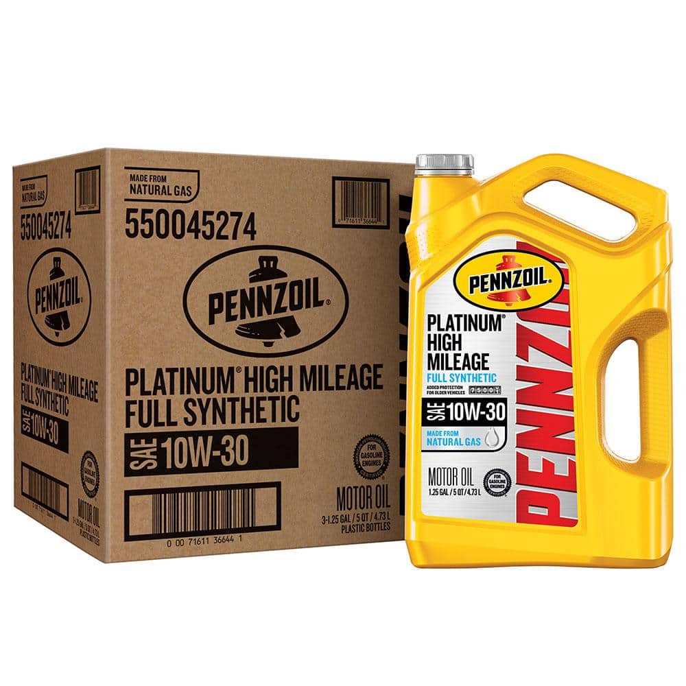 Pennzoil Platinum High Mileage SAE 10W-30 Full Synthetic Motor Oil 5Qt ...