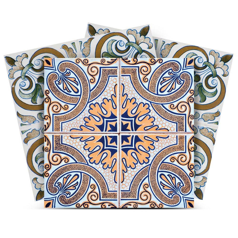 MI ALMA Blue, Brown, Orange H204 7 in. x 7 in. Vinyl Peel and Stick ...