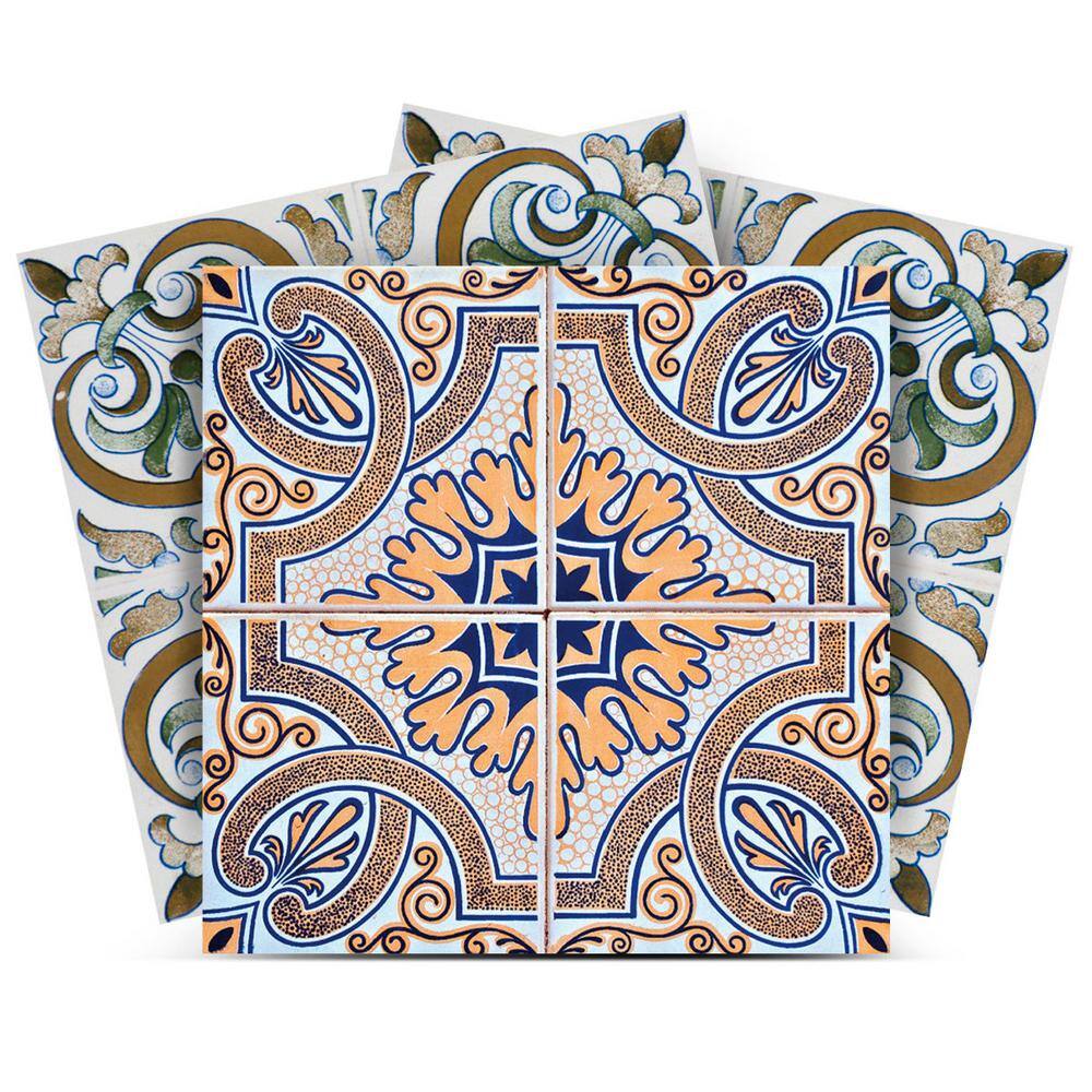 MI ALMA Blue, Brown, Orange H204 8 in. x 8 in. Vinyl Peel and Stick ...