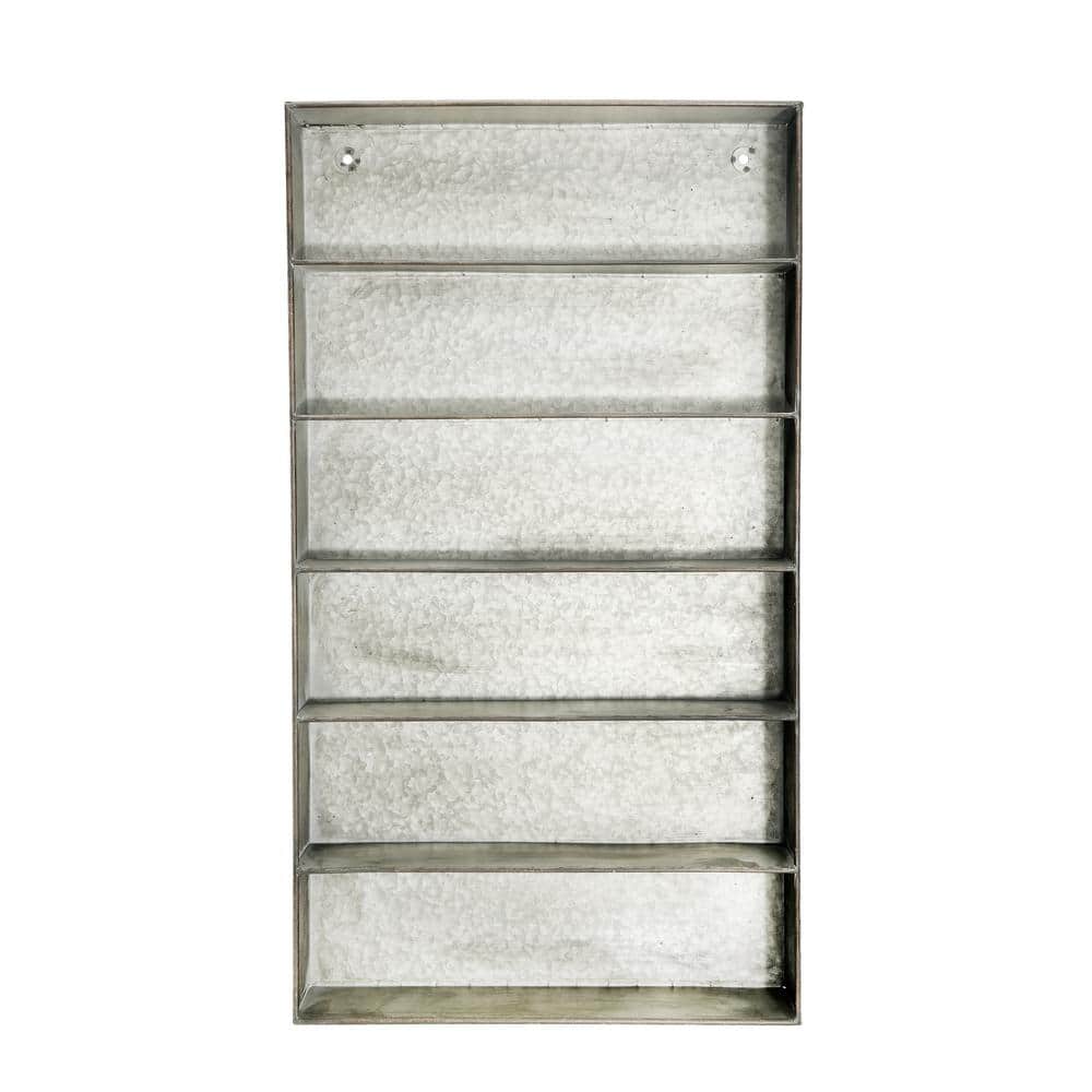 Storied Home Distressed Grey Metal 6-Tier Wall Shelf DA9505 - The Home ...