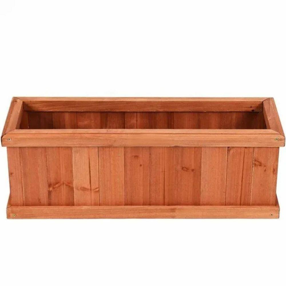 ESILOO 10 in. Large Wood Decorative Planter Box with Drainage Holes ...