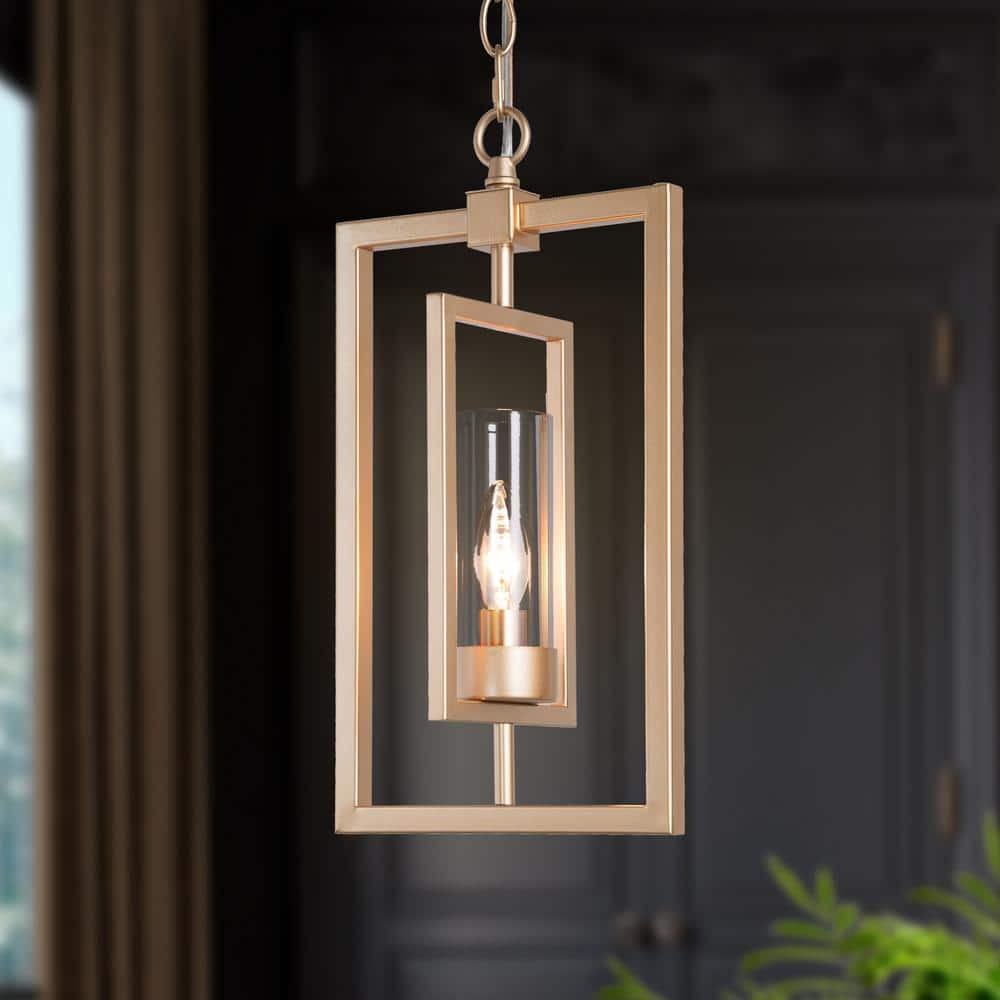 Uolfin Modern Gold Kitchen Pendant Light, 1-Light Brass Dining Room ...