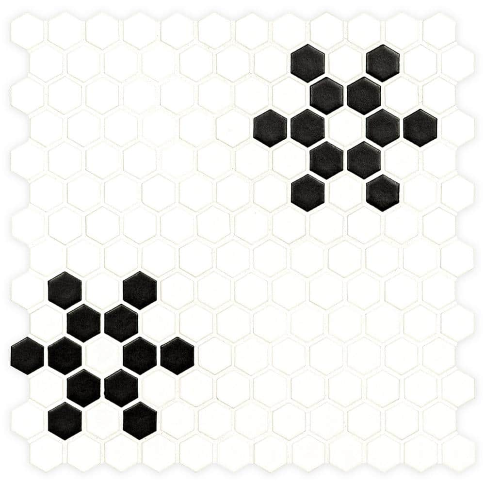 MSI Retro Bianco White and Black Mod Petal 12in.x12in.x0.24in. Matte ...