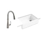 KOHLER Executive Chef Undermount Cast Iron 33 in. 4-Hole Double Basin ...