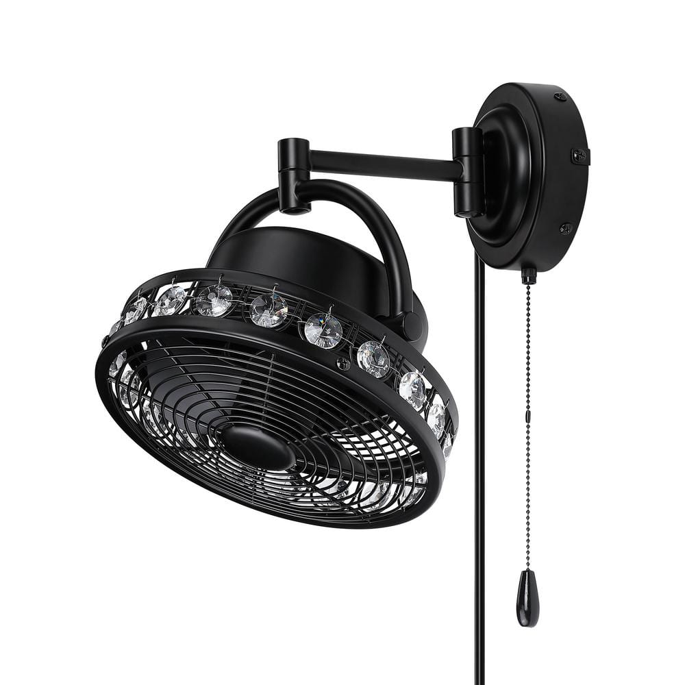 matrix decor 10.02 in. Three Speeds Wall Fan in Black with Pull Chain ...