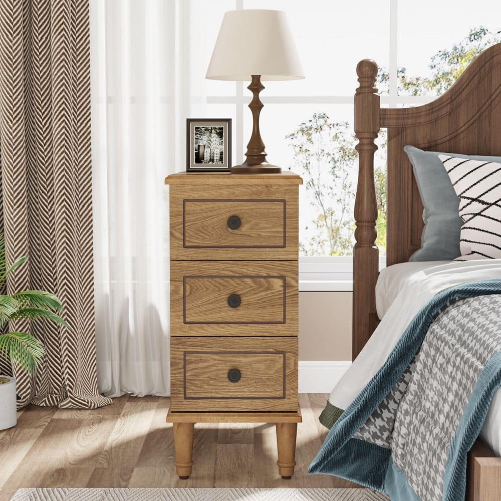 BYBLIGHT Kerlin 23.62 in. W Light Brown Rectangle Fully Assembled Wood ...