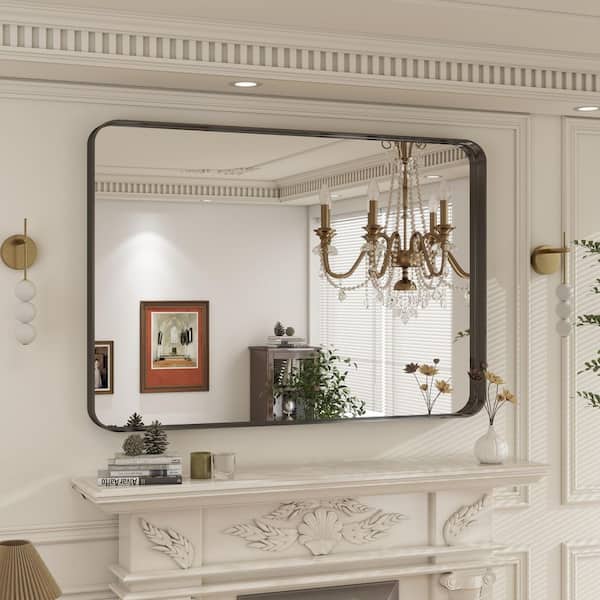 XRAMFY Black 30 in. W x 40 in. H Rectangular Rounded Corners Aluminum ...