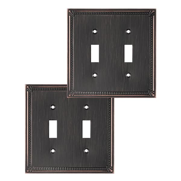 DEWENWILS Decorative Sunken Pearls 2-Gang Aged Bronze 2-Toggle Outlet ...