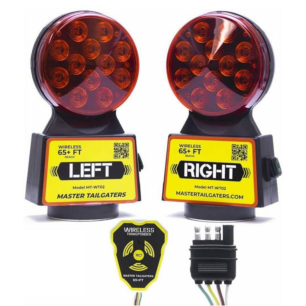 PartsMT Wireless Trailer Tow Lights-Magnetic Mount-65 Feet Range-4 Pin ...