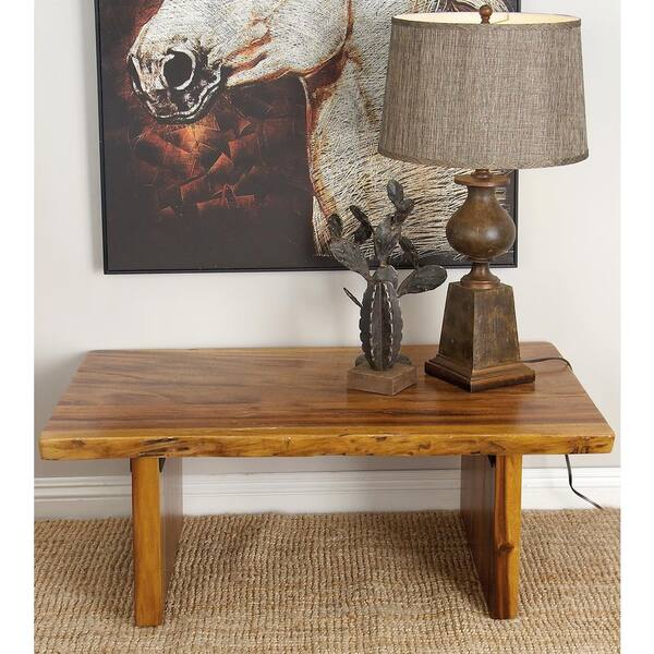 Litton Lane 40 in. Brown Medium Rectangle Wood Handmade Coffee Table ...