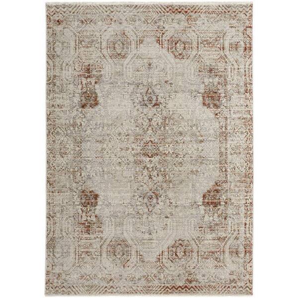 HomeRoots 5 ft. x 8 ft. Tan and Ivory Floral Area Rug 2000513950 - The ...