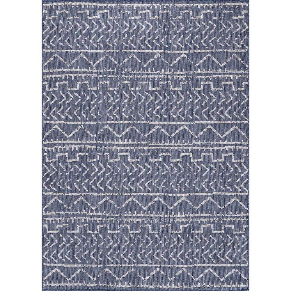 Beverly Rug Blue 10 ft. x 14 ft. Waikiki Trellis Modern Indoor Outdoor ...