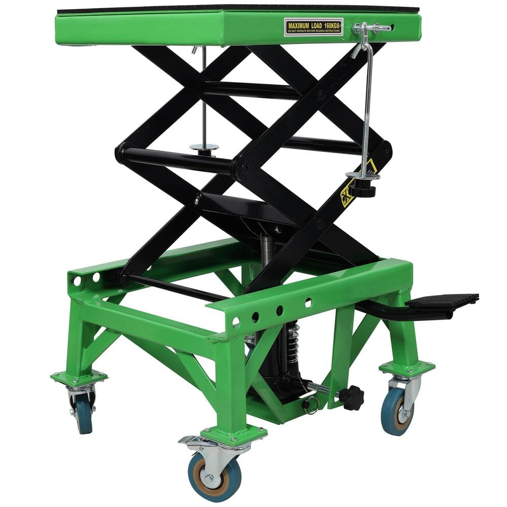 Sudzendf Green Steel 300 lbs Hydraulic Jack Lift Foot Step with Wheels ...