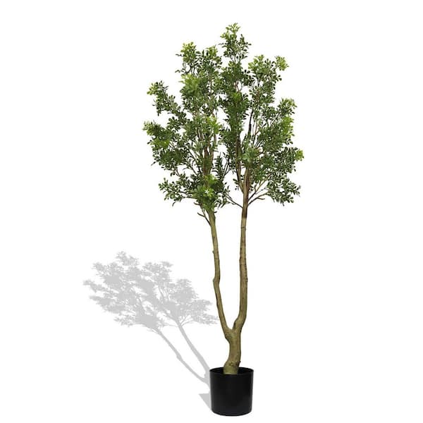 Large Curved Branches 5.2 ft. Artificial Paniculata Tree in Black Pot ...
