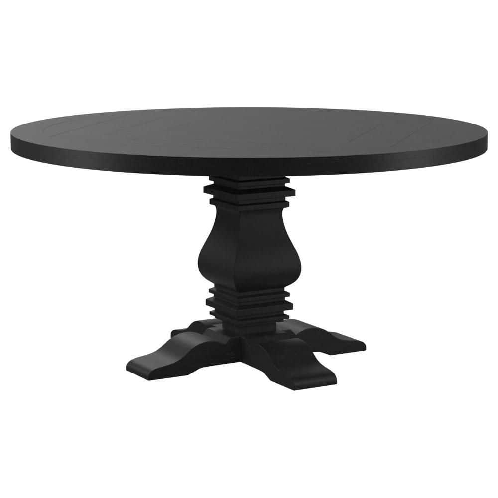 Benjara Som Black Wood 59.75 in. Pedestal Dining Table Seats-6 BM329274 ...