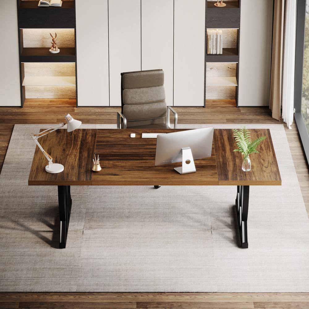 BYBLIGHT Moronia 70.87 in. Black Computer Desk Rectangular Office Desk ...